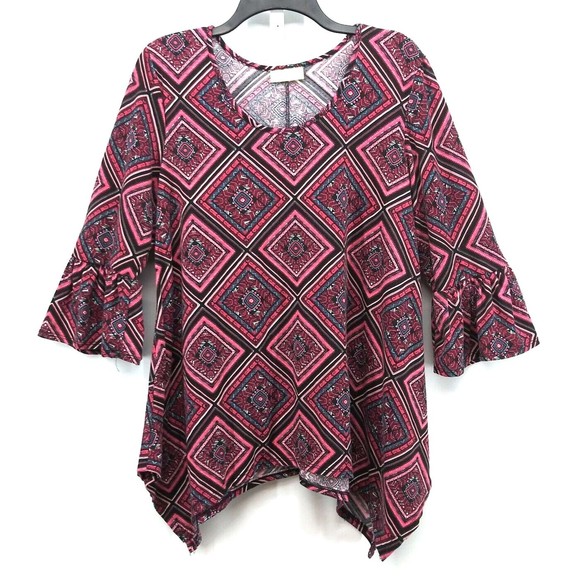Bobbie Brooks | Tops | Bobbi Brooks Blouse Womens Size L Pink Diamond ...